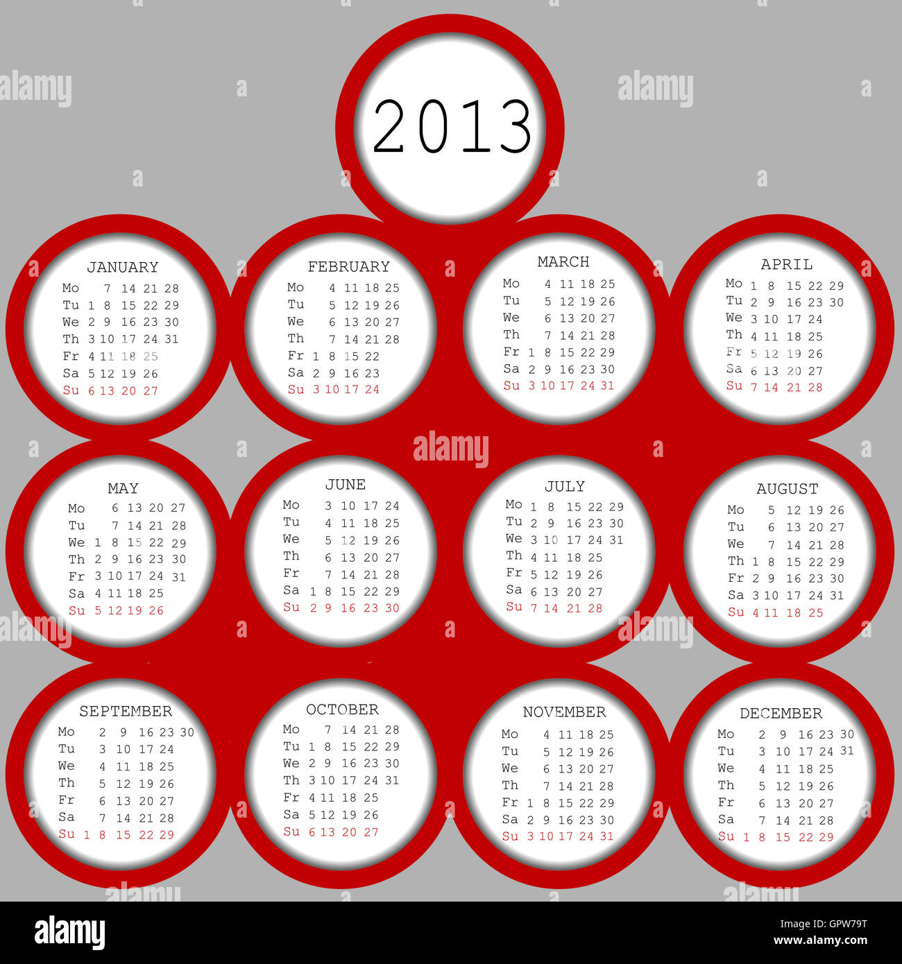 Calendar august 2013 hi-res stock photography and images - Alamy