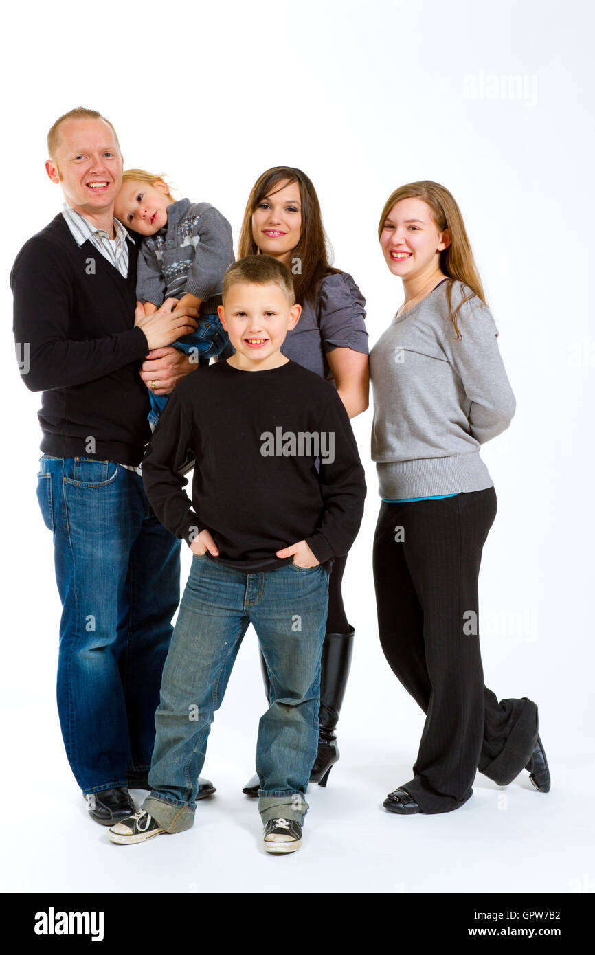 Family of Five Isolated Stock Photo - Alamy