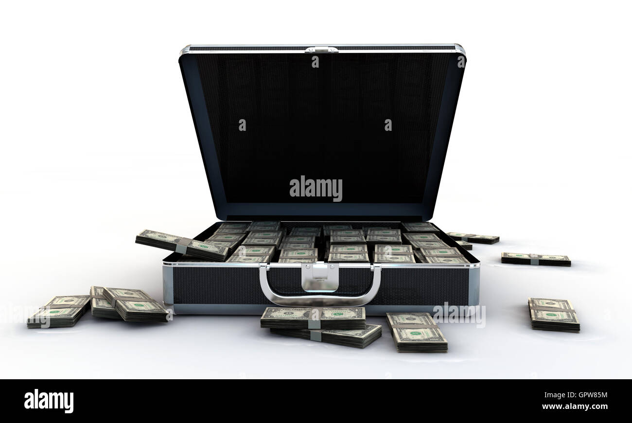Briefcase full 100 dollar bills hi-res stock photography and images - Alamy