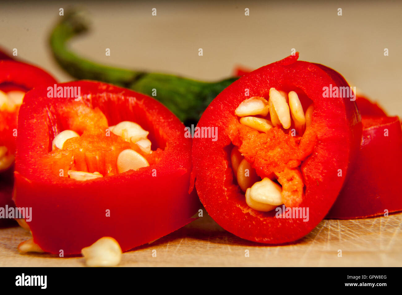 Slice chilli pepper Stock Photo - Alamy