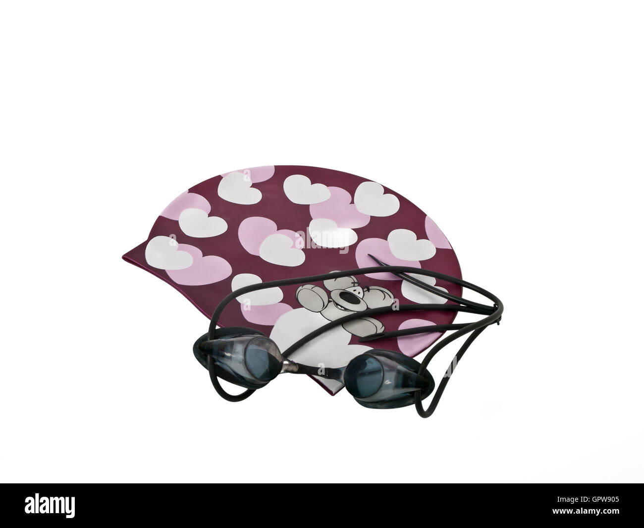 Swimmer cap and goggles Stock Photo - Alamy