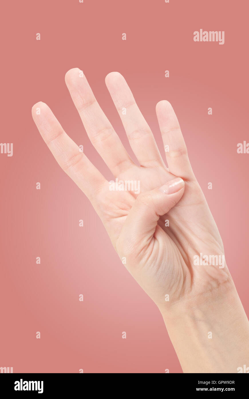 Hand Gesture - Number Four isolated on white Stock Photo - Alamy