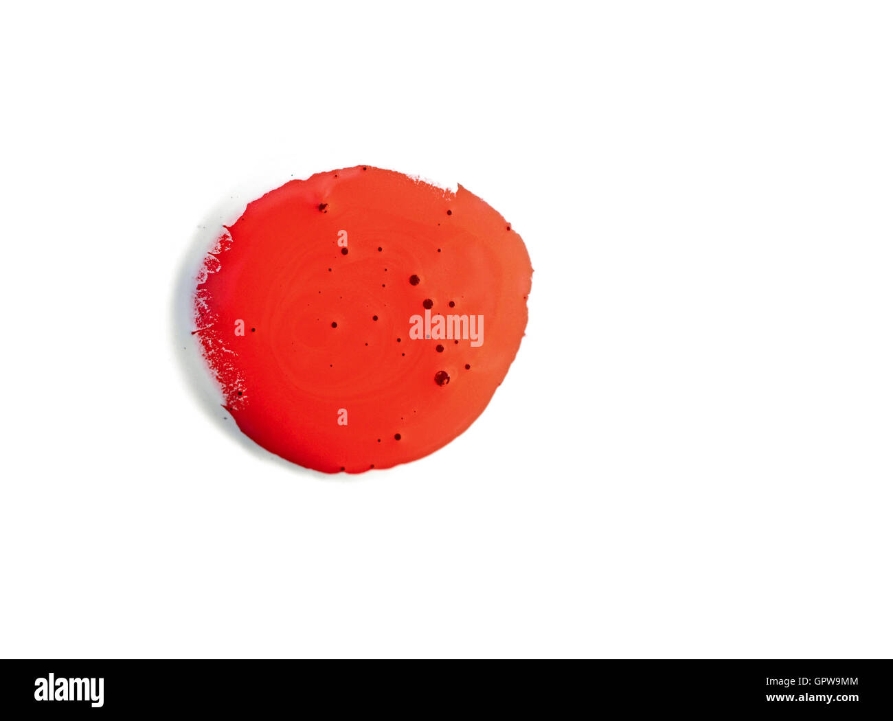 close up of red paint drop on white background Stock Photo - Alamy