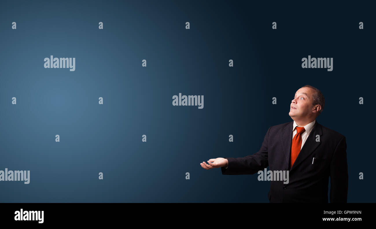 businessman gesturing with copy space Stock Photo - Alamy
