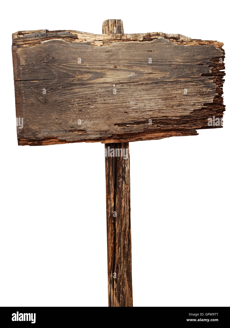 Old weathered wood sign isolated Stock Photo - Alamy