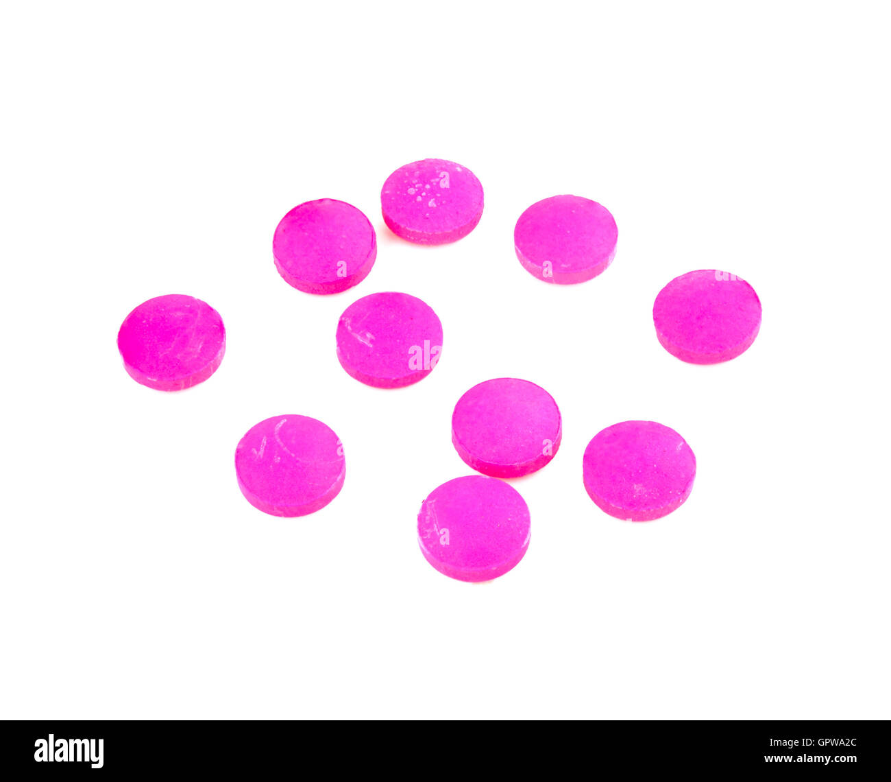 Pink pill, round Cut Out Stock Images & Pictures - Alamy