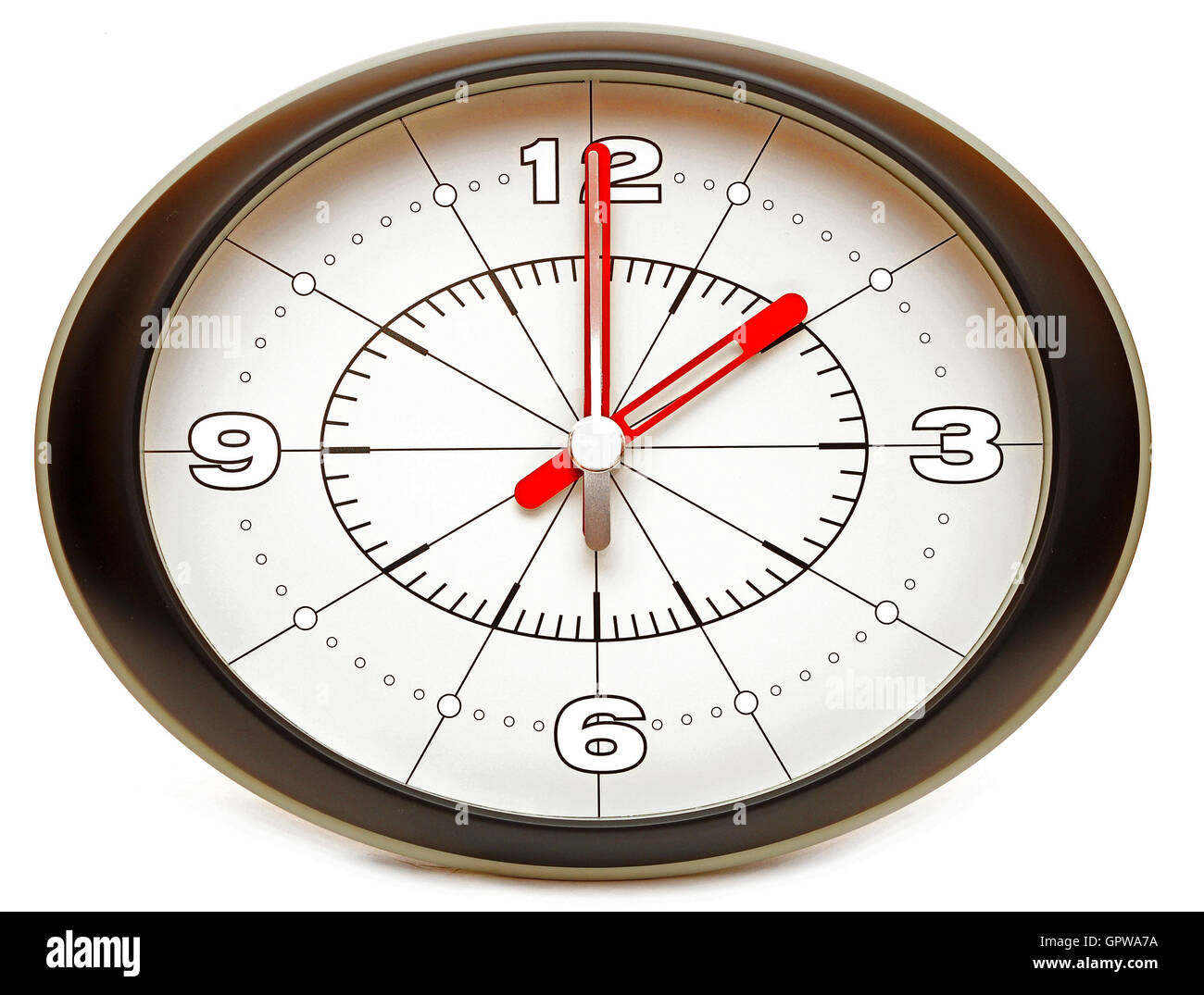 Wall clock dial isolated on white background showing time Stock Photo ...