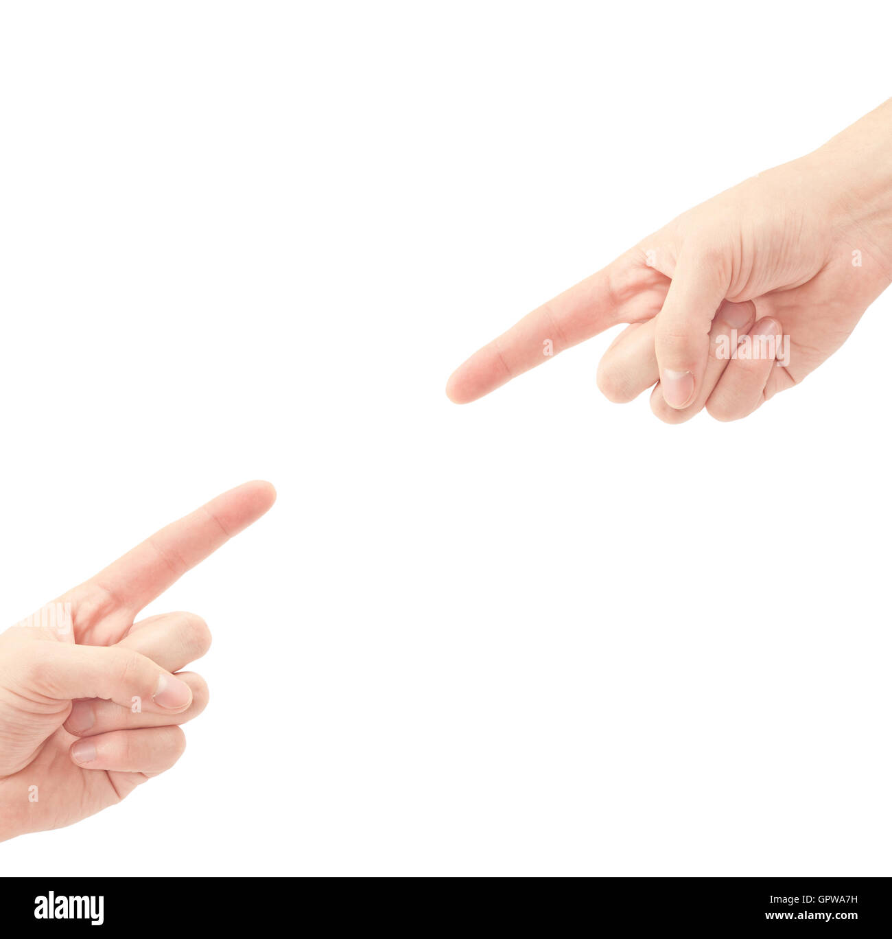 Two hands isolated on a white background Stock Photo - Alamy