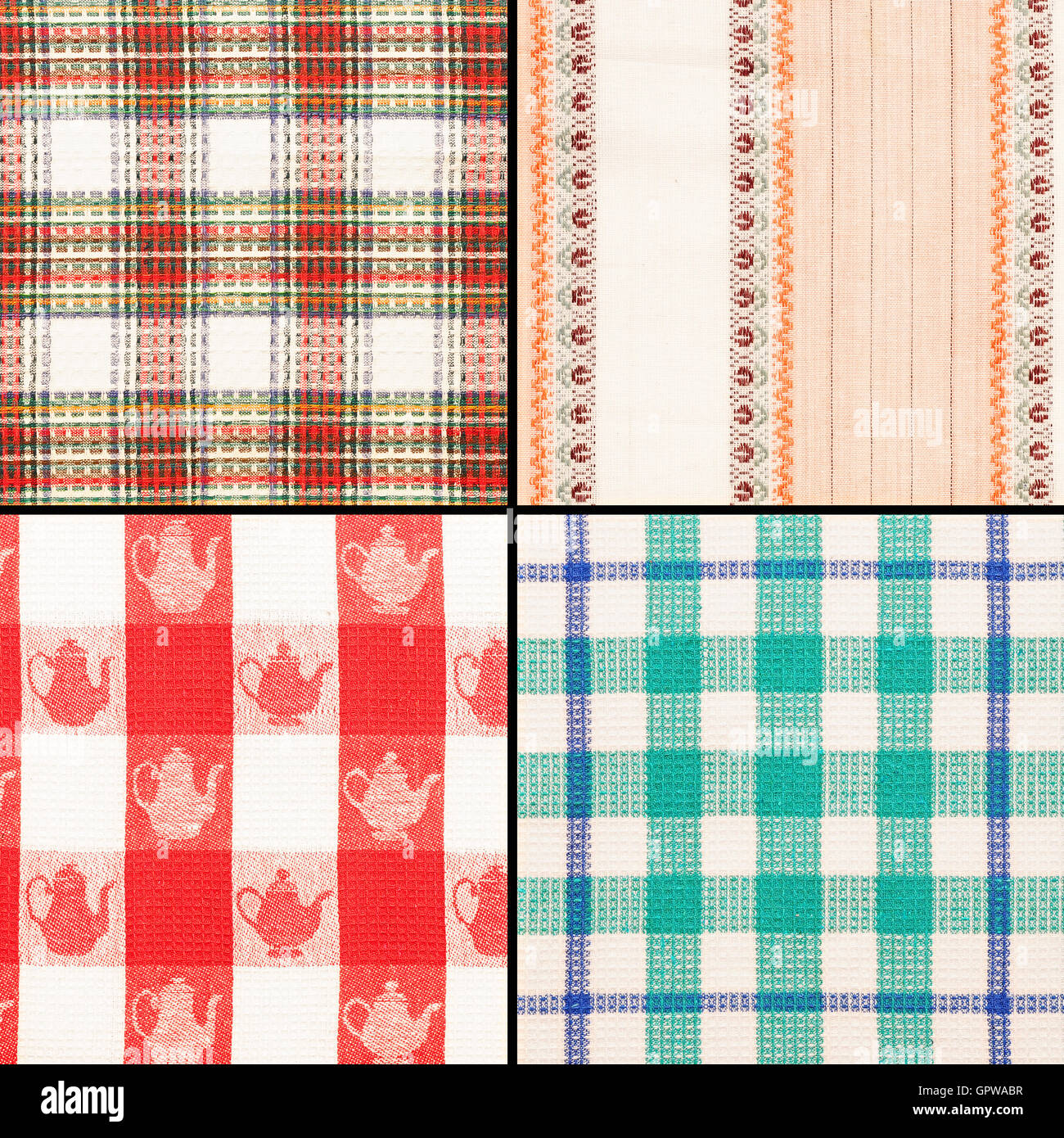 Set of different fabric texture on white background Stock Photo - Alamy