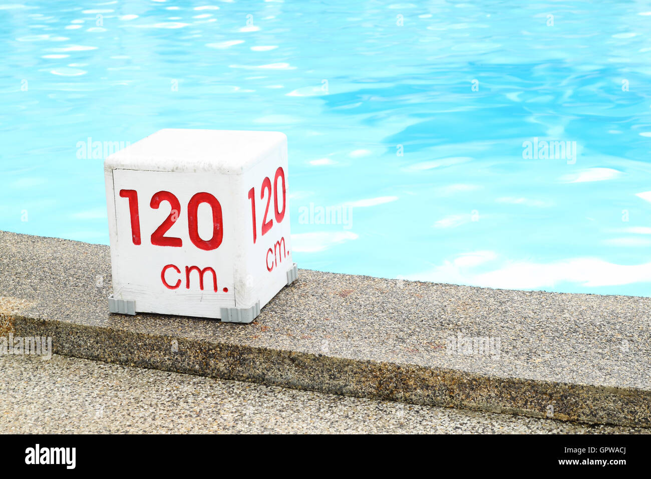 120 cm. water depth sign Stock Photo - Alamy