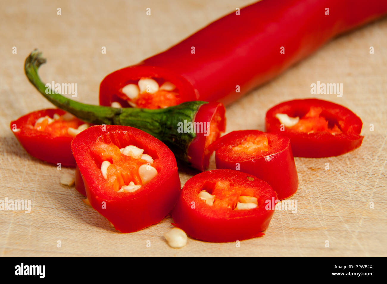 Slice chilli pepper Stock Photo - Alamy