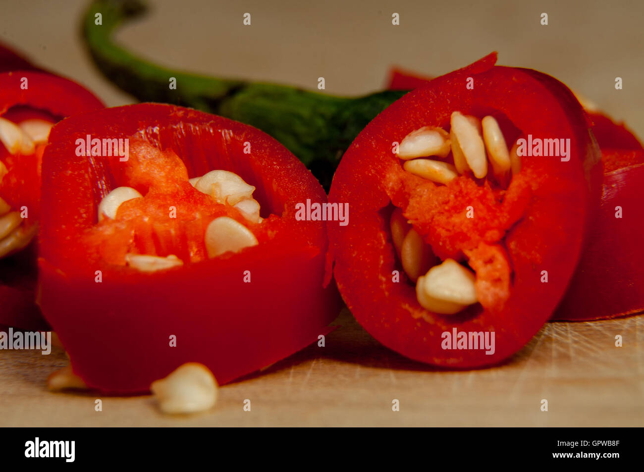Slice chilli pepper Stock Photo - Alamy