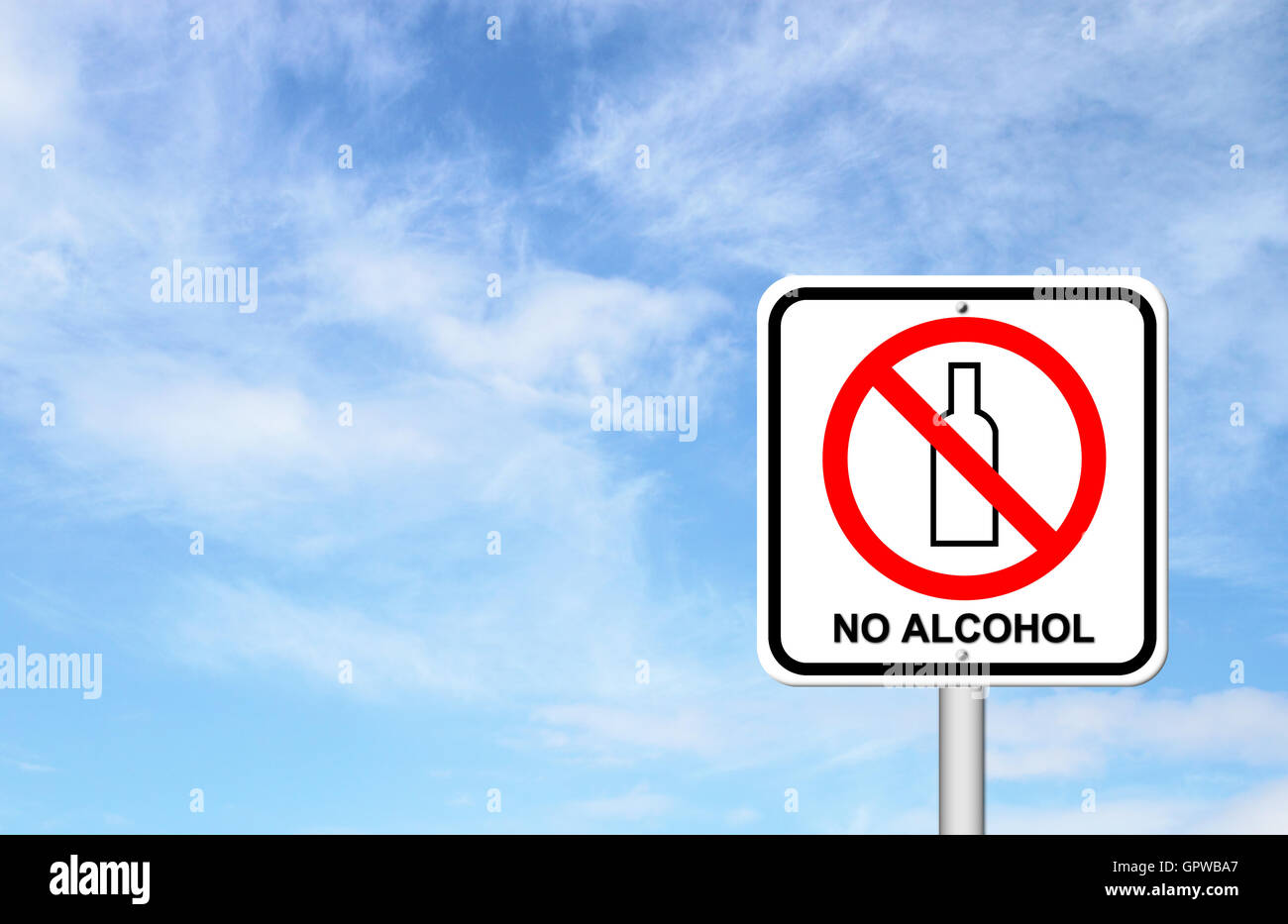 no alcohol sign with blue sky Stock Photo - Alamy