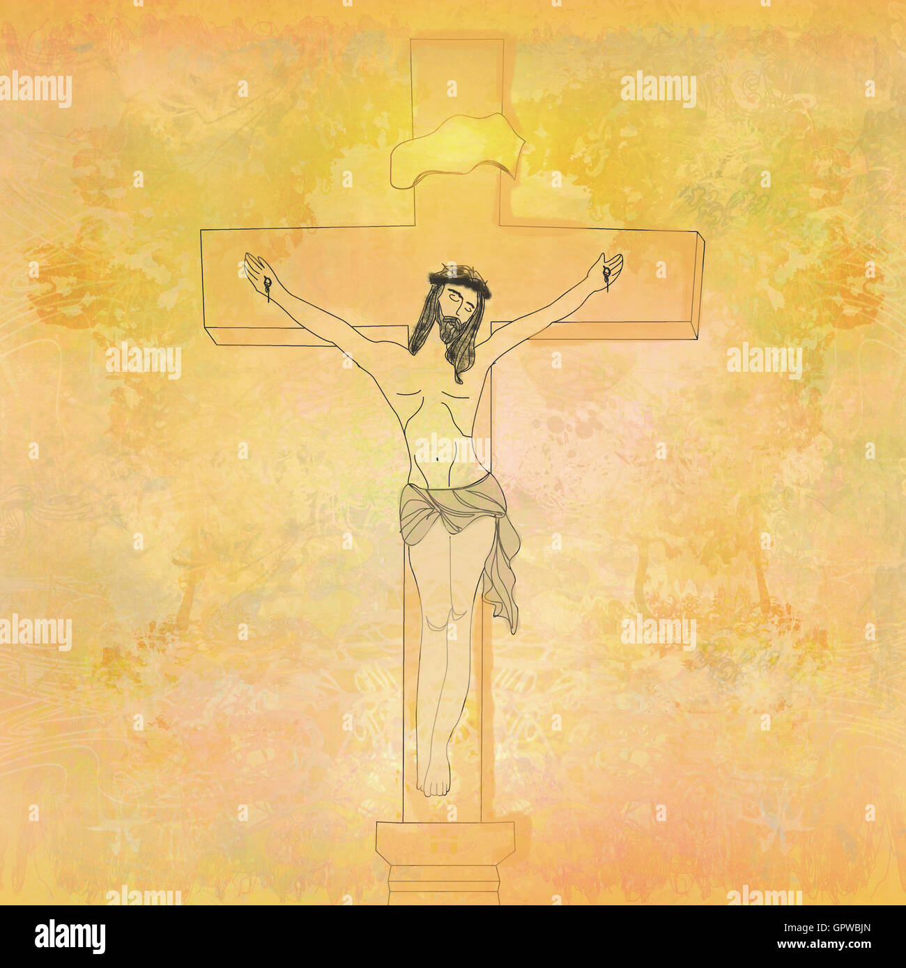 jesus christ in the cross - vintage paper Stock Photo - Alamy