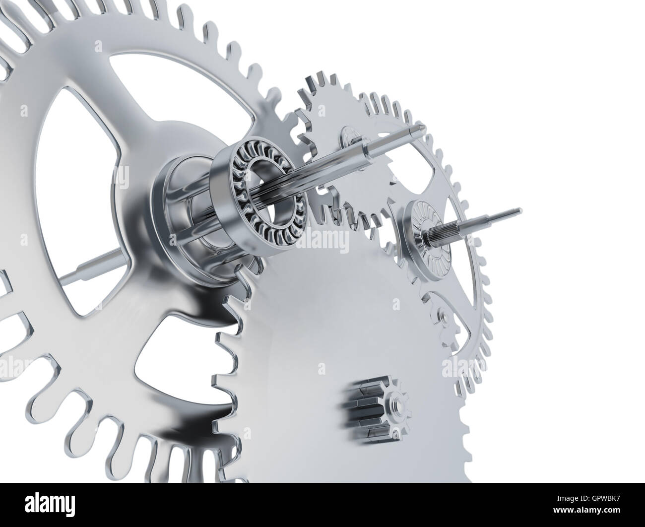 linked metal gears on a white background Stock Photo - Alamy