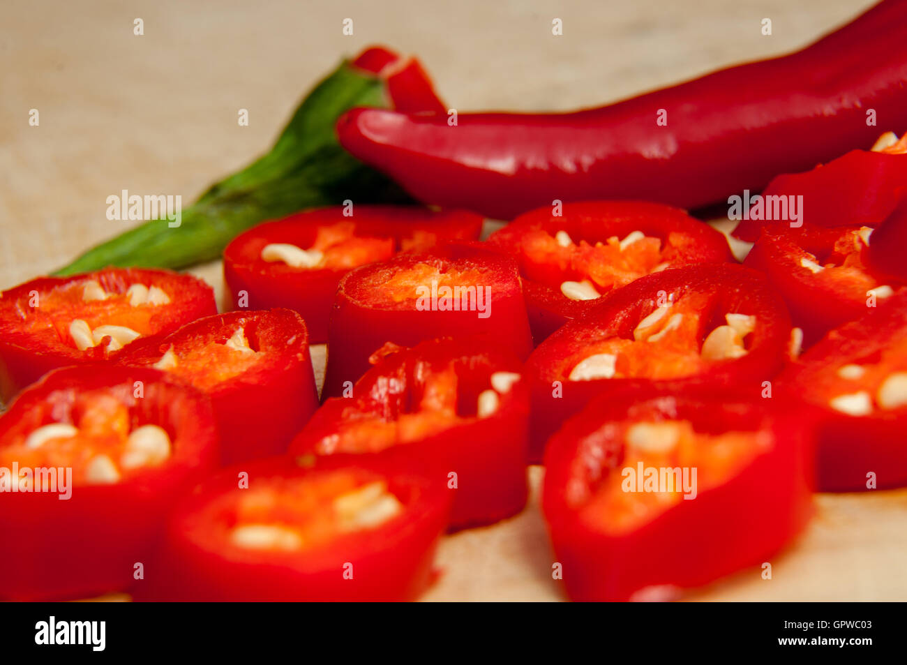 Slice chilli pepper Stock Photo - Alamy