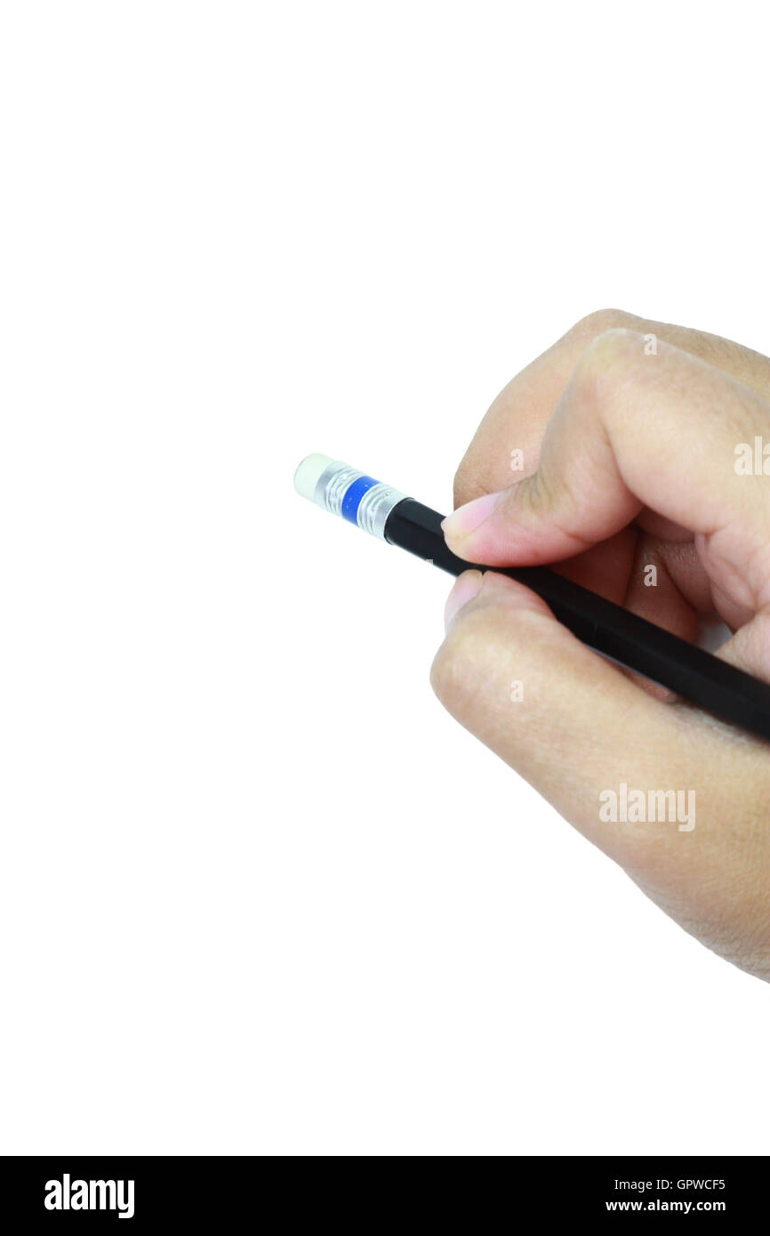 human hands with pencil and writting something Stock Photo - Alamy