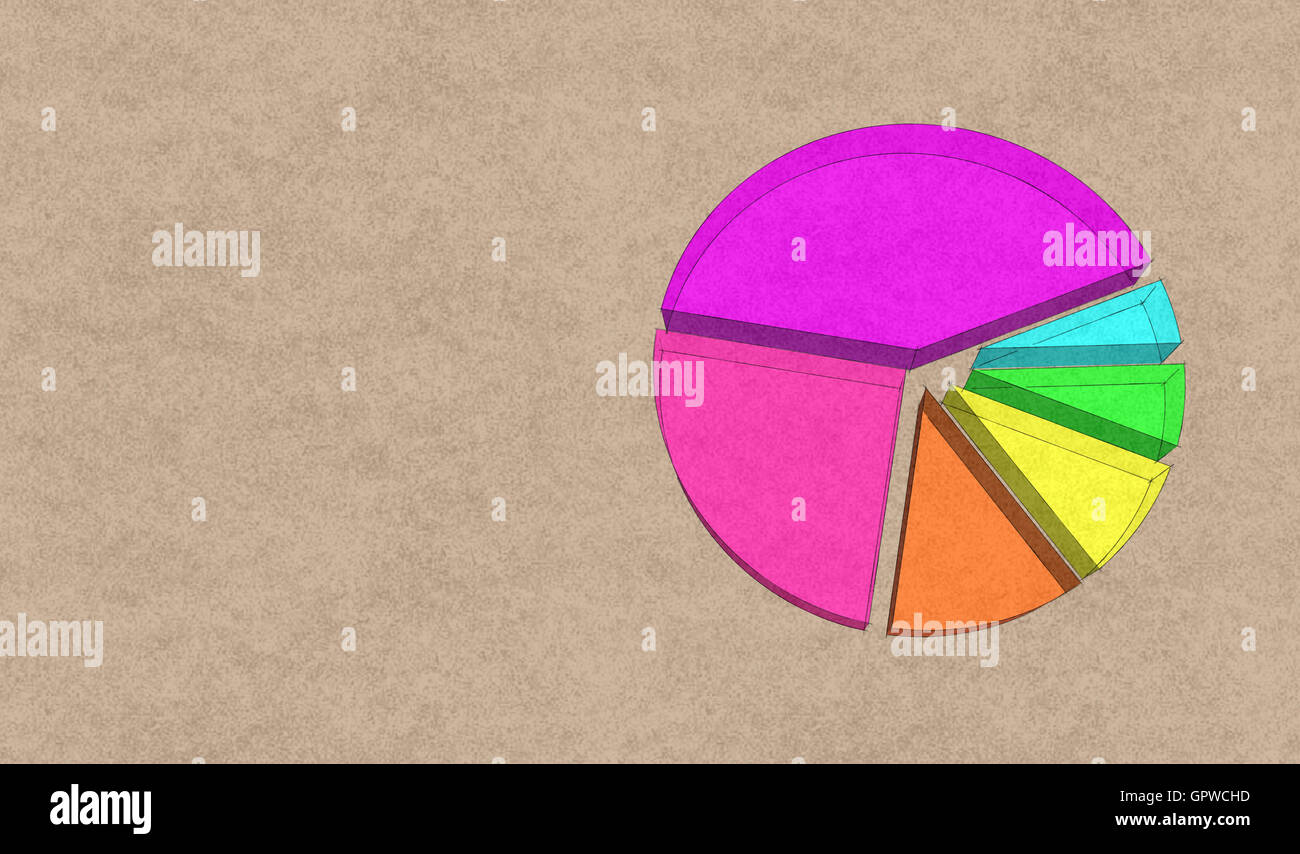 sketch of 3d pie graph with paper background Stock Photo - Alamy