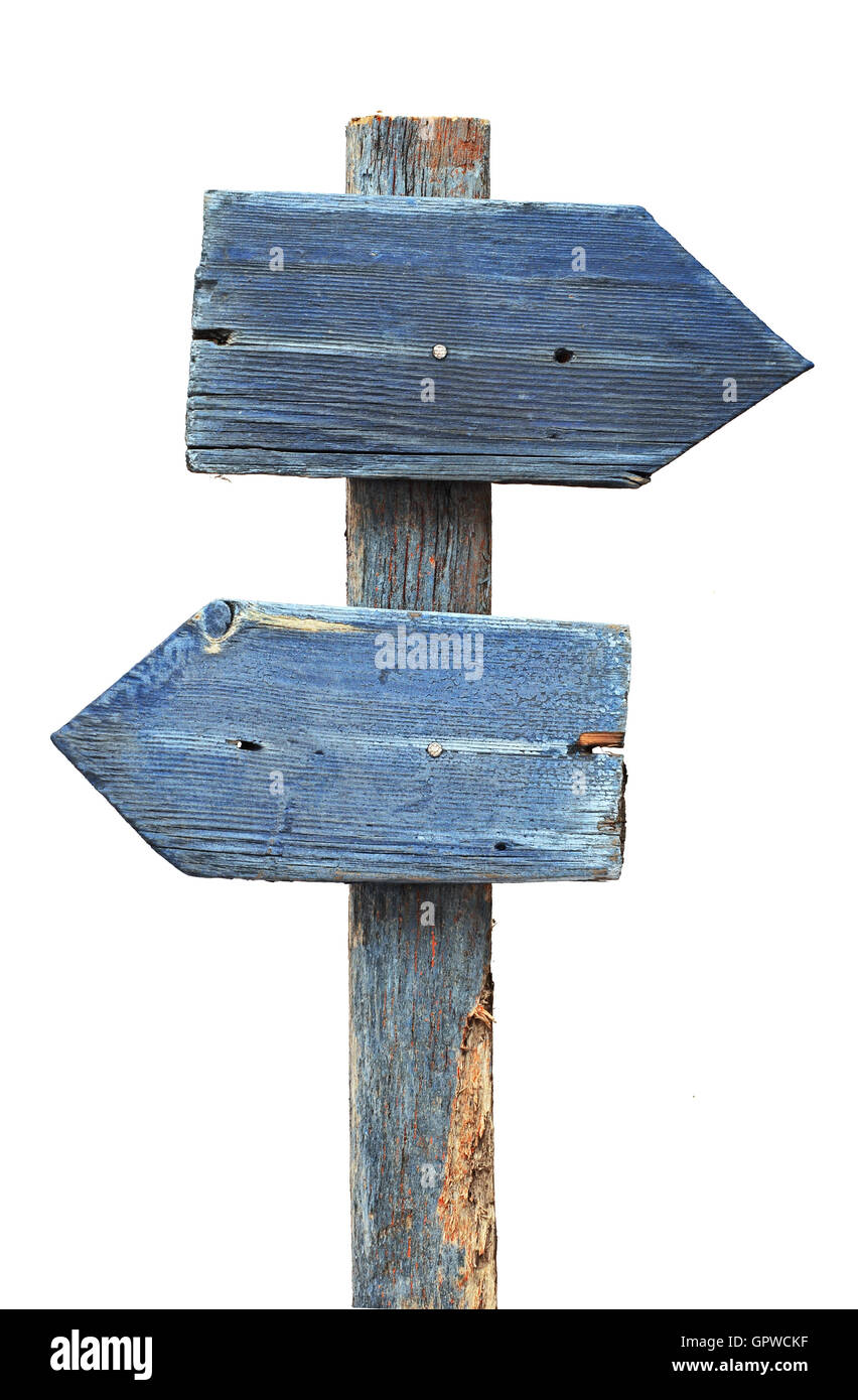 Wooden arrows road sign isolated on white Stock Photo - Alamy