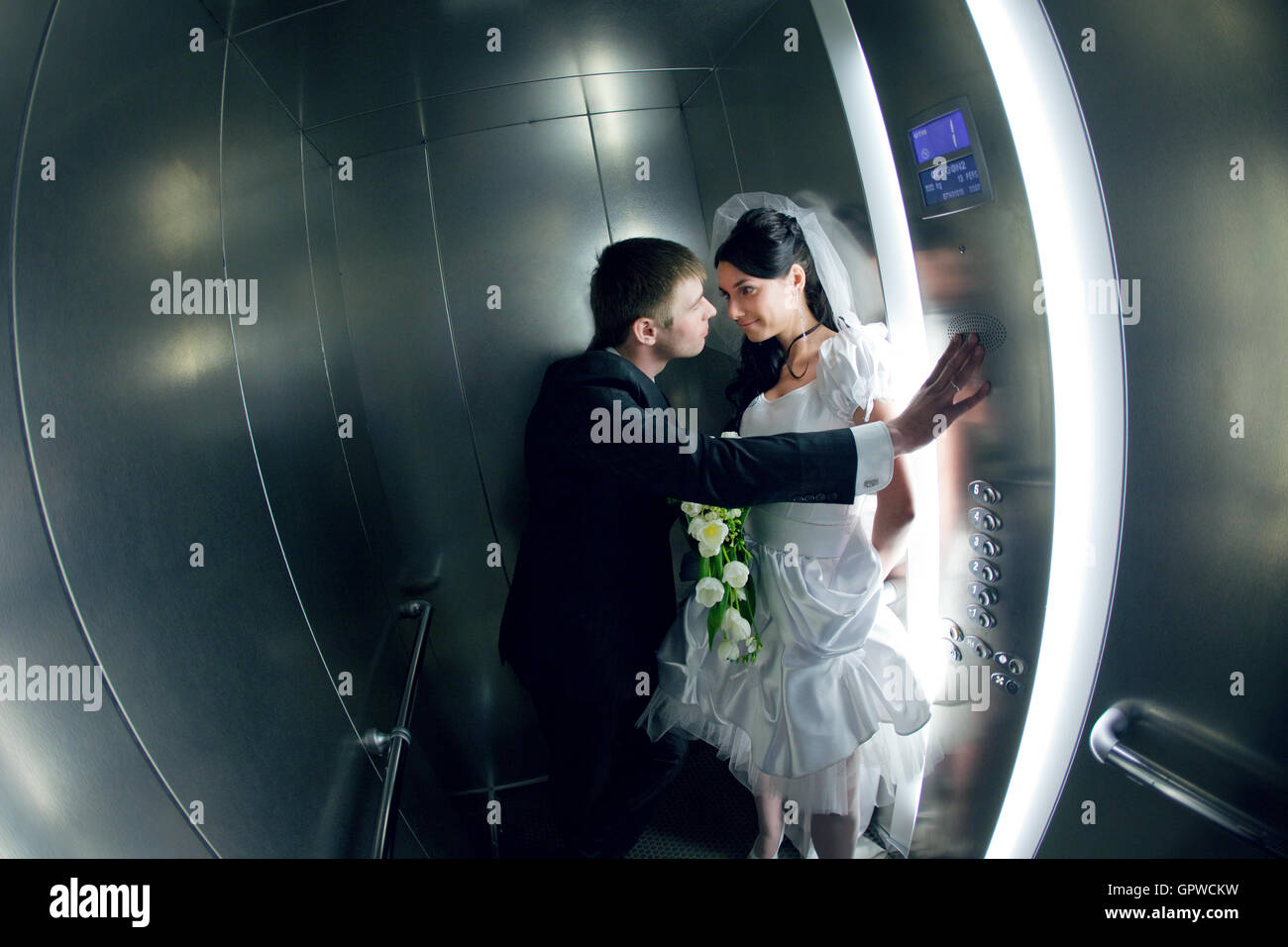 couple in the lift Stock Photo - Alamy