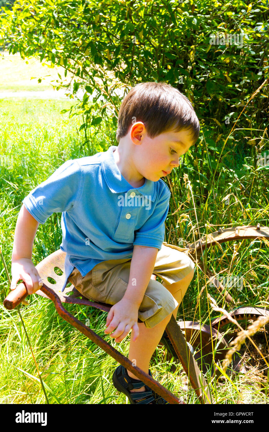 Young Boy Outside Stock Photo - Alamy