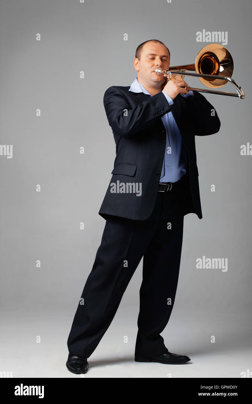 Young Trombone Player Stock Photo - Alamy