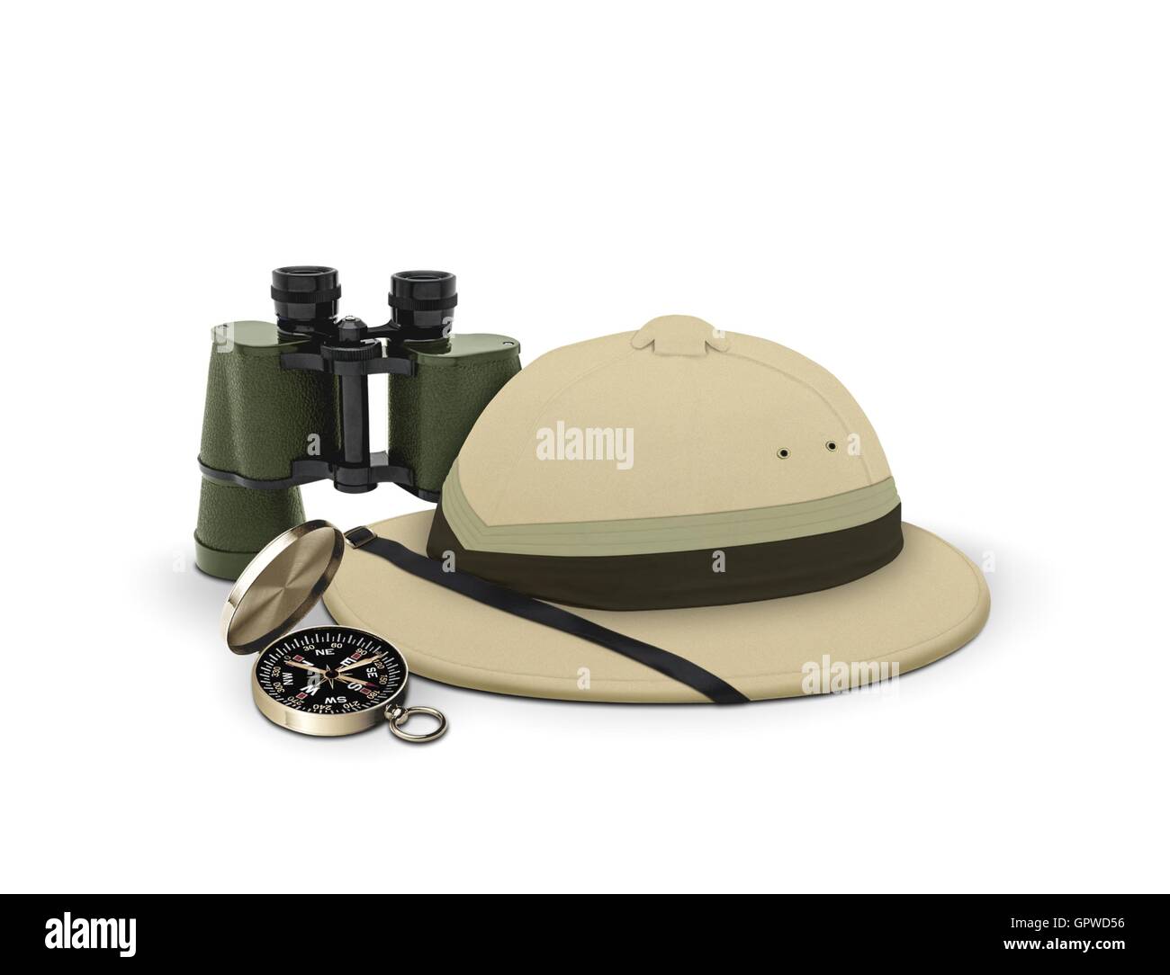 explorer hat and equipment Stock Photo - Alamy