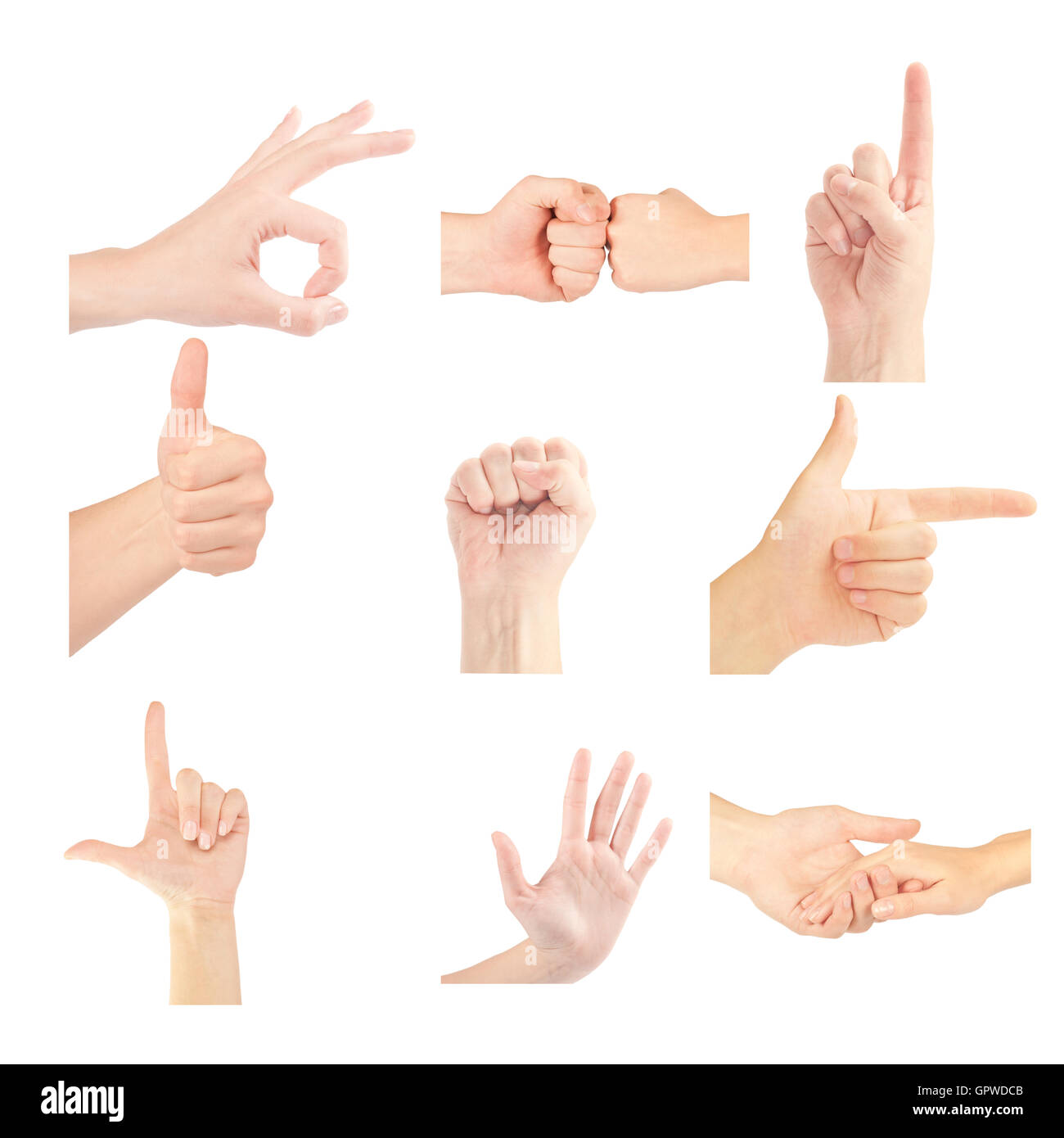 Set of gesturing hands isolated on white background Stock Photo - Alamy
