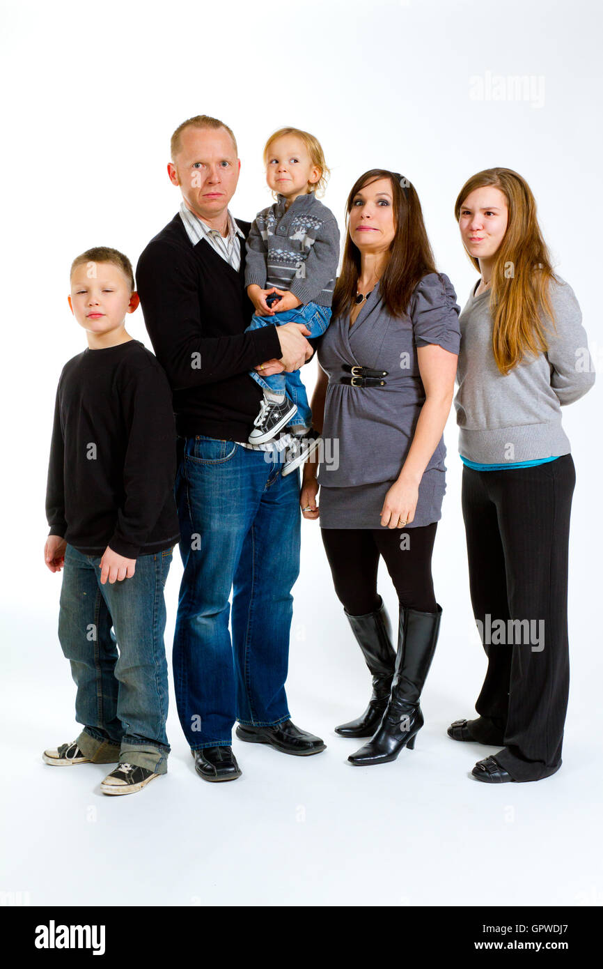 Family of Five Isolated Stock Photo - Alamy