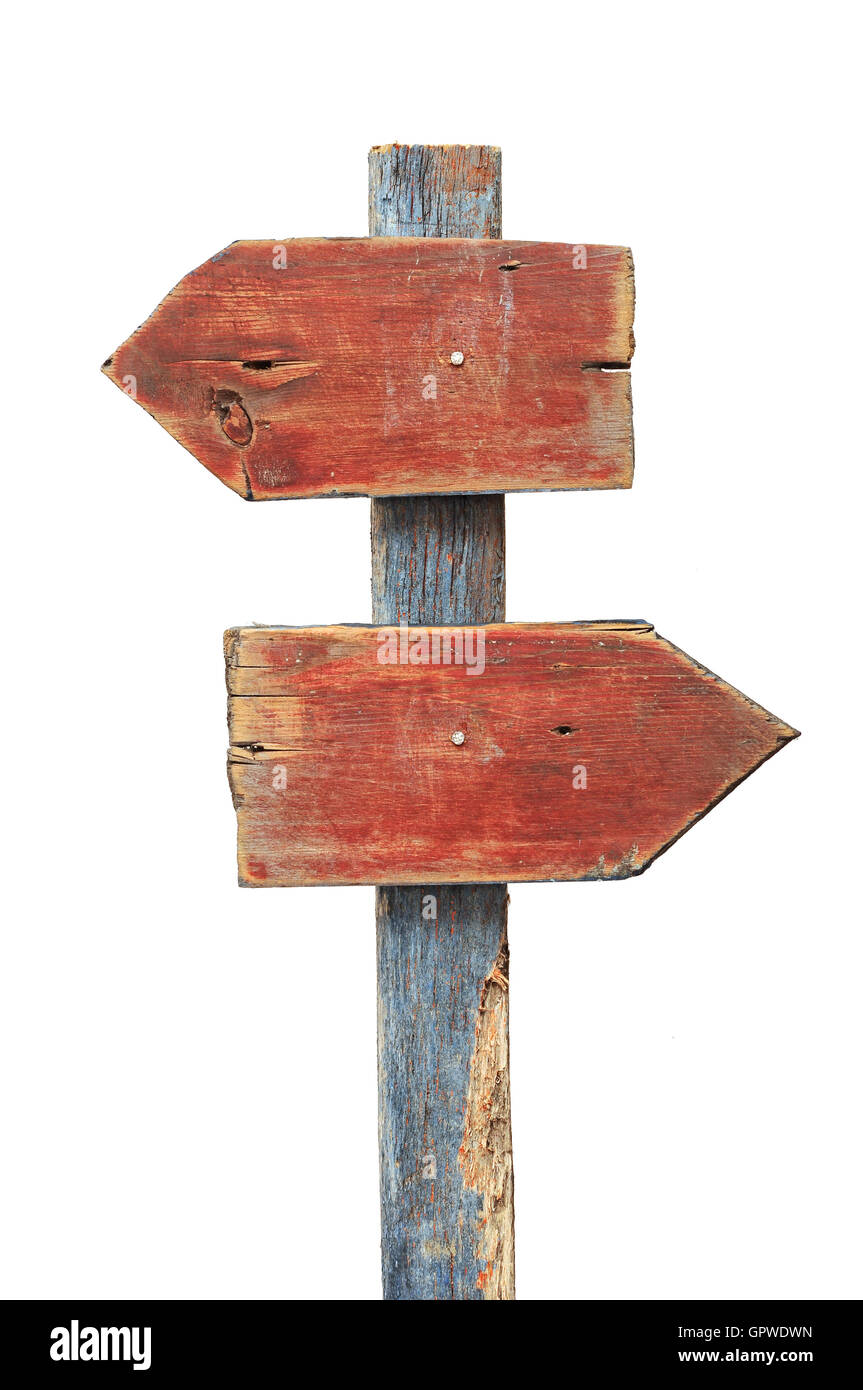 Wooden direction sign isolated on white background, clipping pat Stock ...