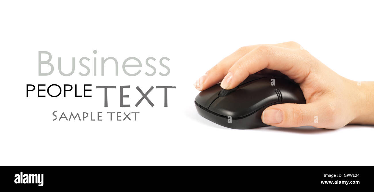 computer mouse with hand over white Stock Photo - Alamy