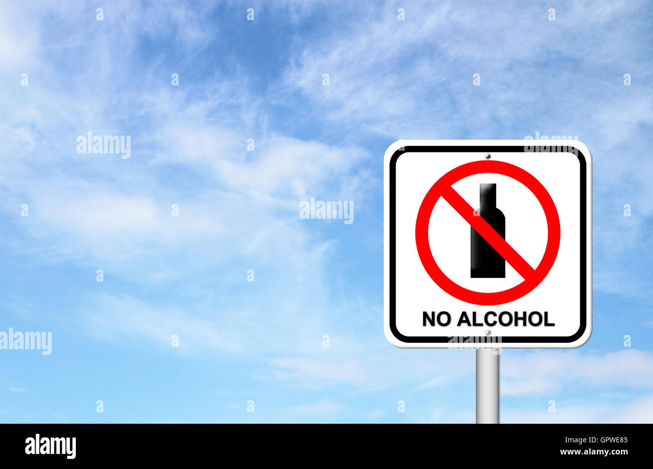 no alcohol sign with blue sky Stock Photo - Alamy
