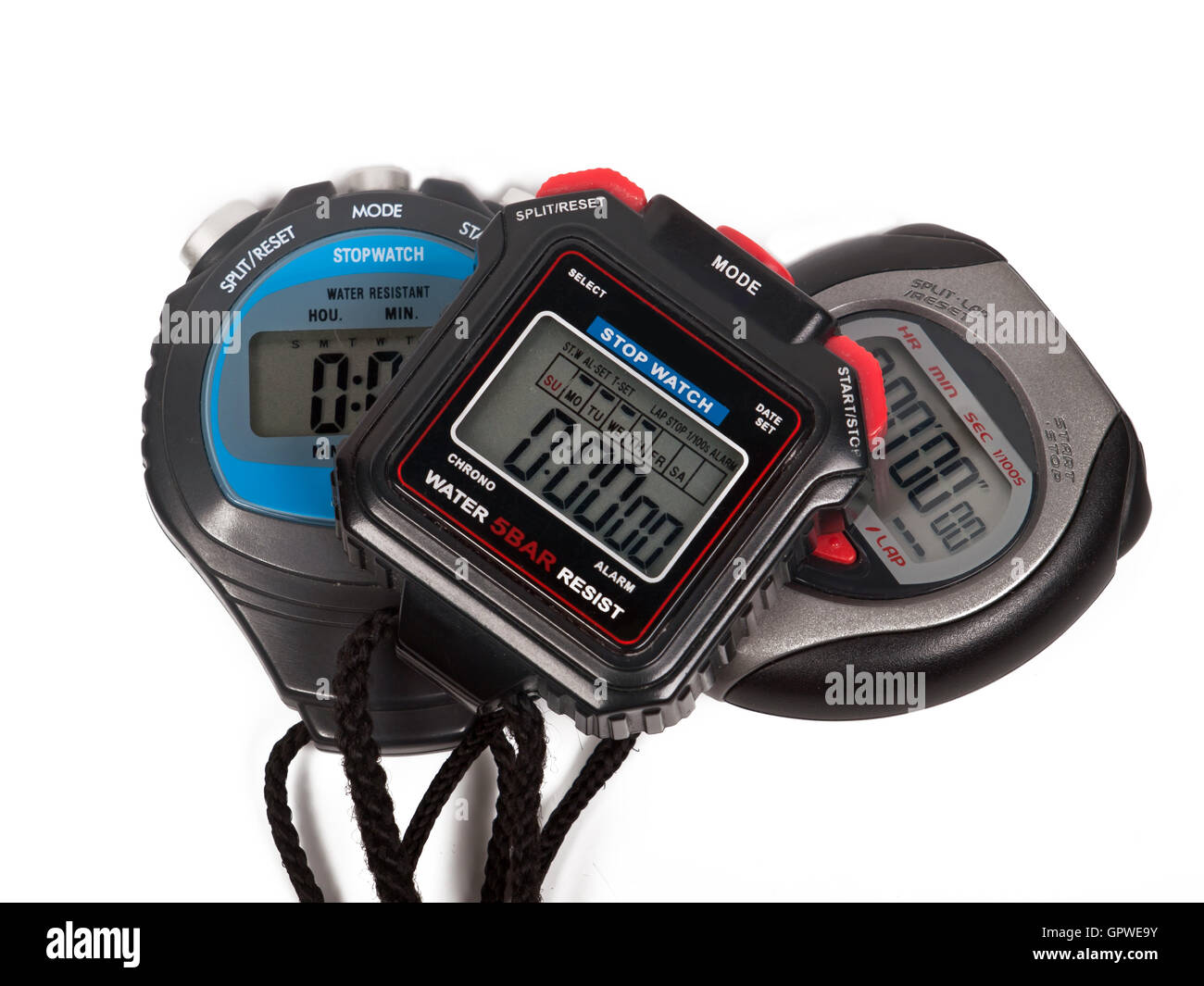 Three digital stop watches Stock Photo - Alamy