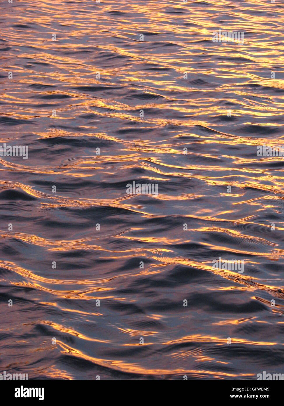 Closeup texture of water ripples at golden sunset Stock Photo - Alamy