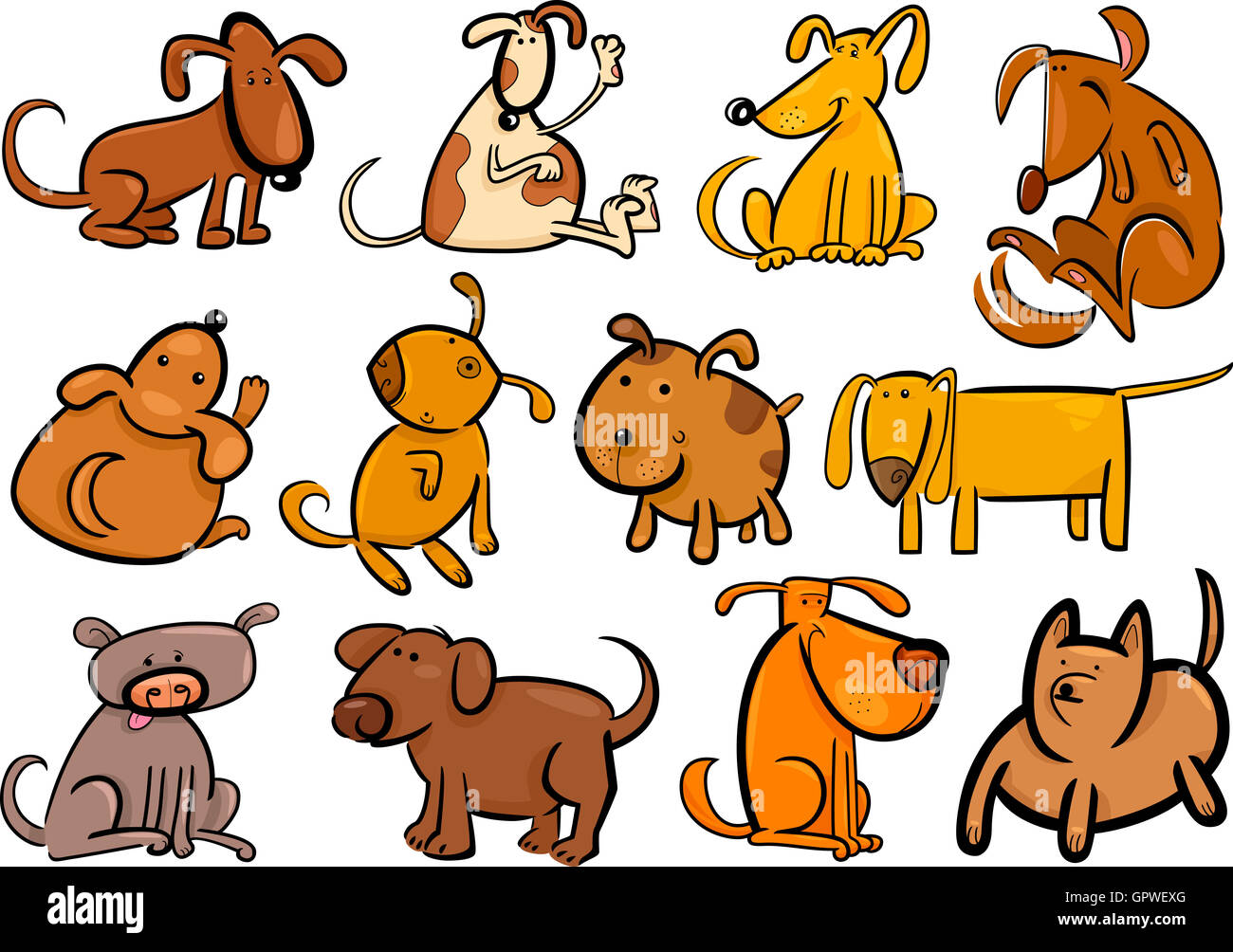 cartoon dogs or puppies big set Stock Photo - Alamy