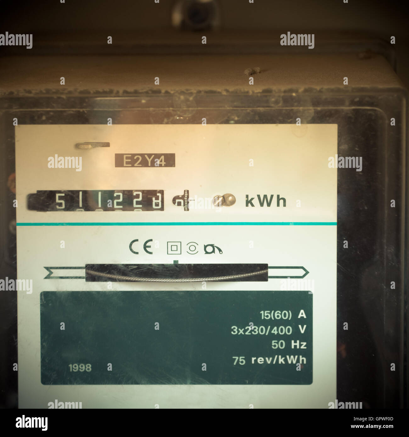 Mobile photography toned old analog power meter Stock Photo - Alamy