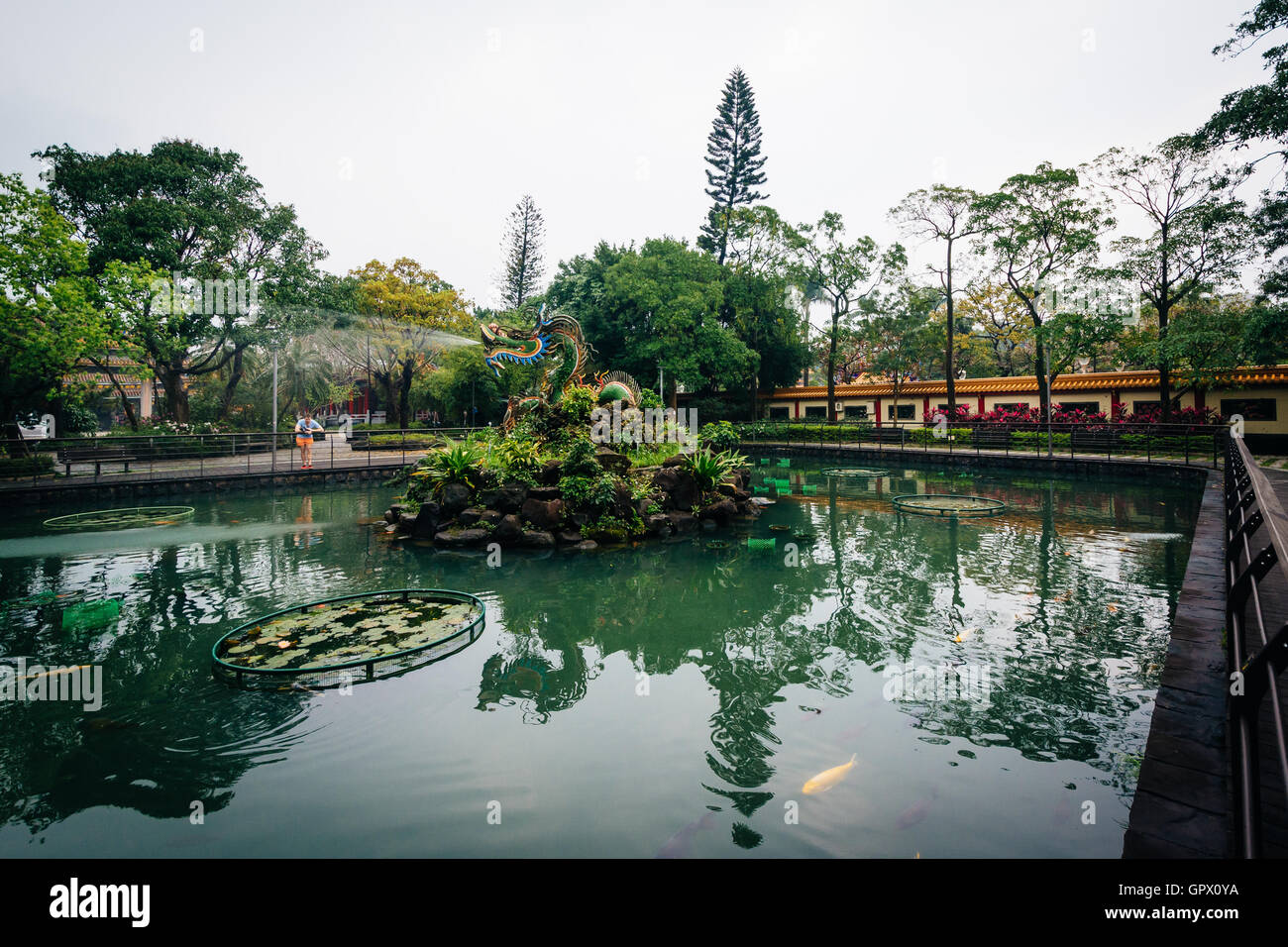 Pond at a park in the Datong District, in Taipei, Taiwan Stock Photo ...