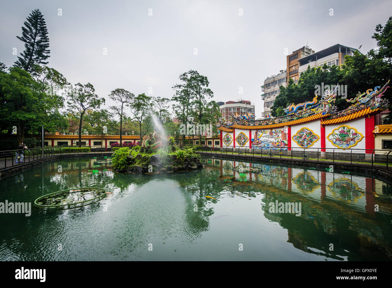 Pond at a park in the Datong District, in Taipei, Taiwan Stock Photo ...