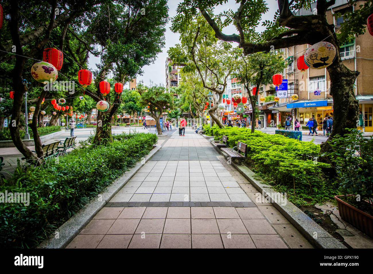 Walkway at Yongkang Park, in the Da'an District, of Taipei, Taiwan ...
