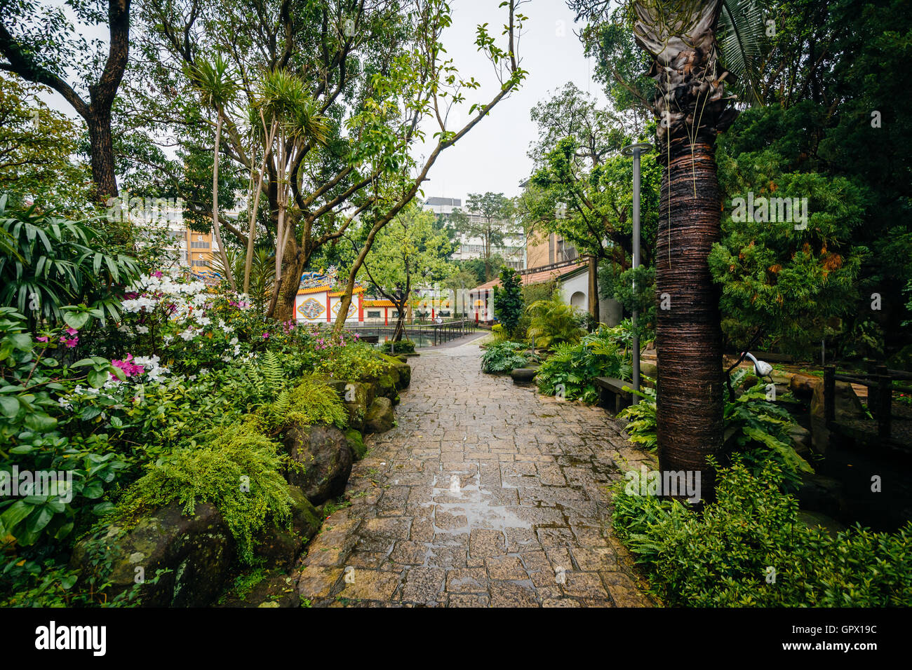 Walkway at a park in the Datong District, in Taipei, Taiwan Stock Photo ...
