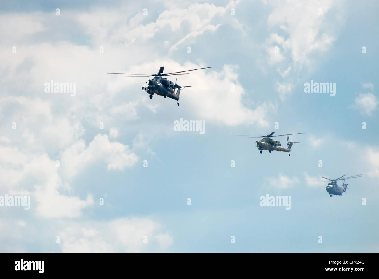 Russian Air Force Mi-28 "Havoc" attack helicopter climbing out of the ...