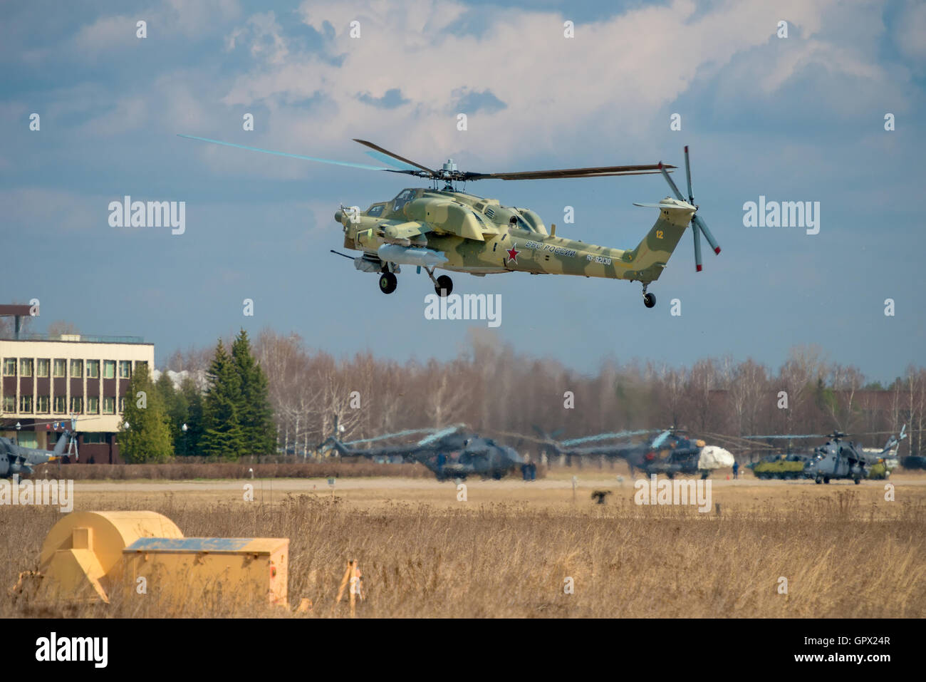 Russian Air Force Mi-28 "Havoc" attack helicopter climbing out of the ...