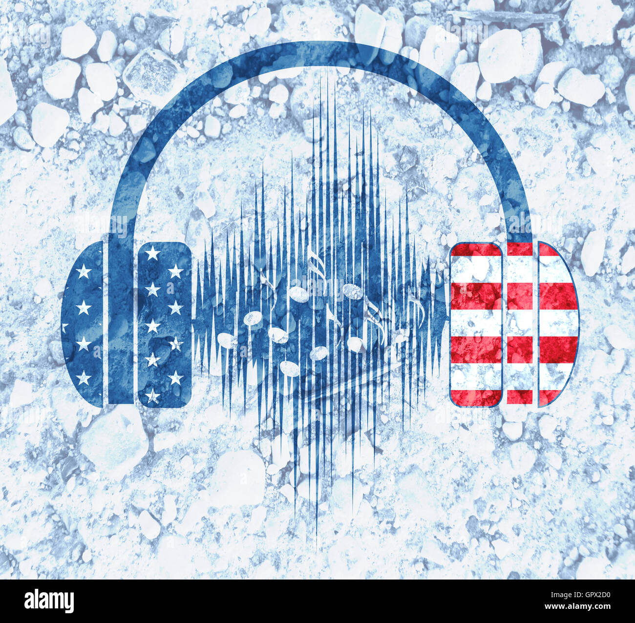 Silhouettes of headphones and sound wave Stock Photo - Alamy