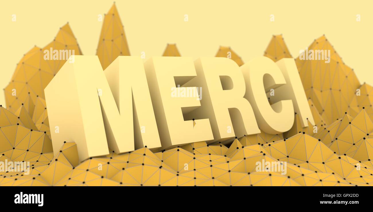 Low poly mountains landscape. Merci text Stock Photo - Alamy