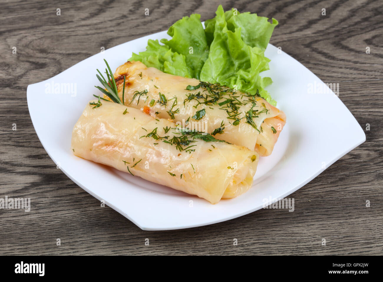 Stuffed cabbage rolls with minced meat Stock Photo - Alamy