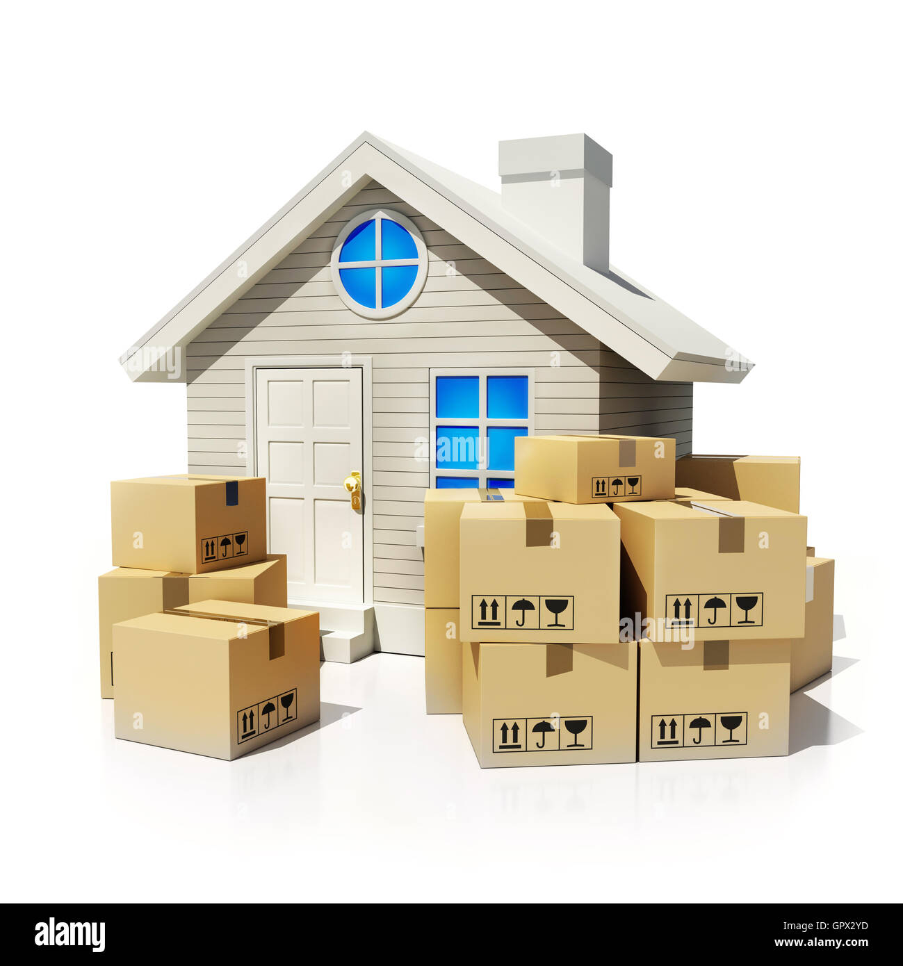 A lot of cardboard boxes for moving and home (done in 3d rendering ...