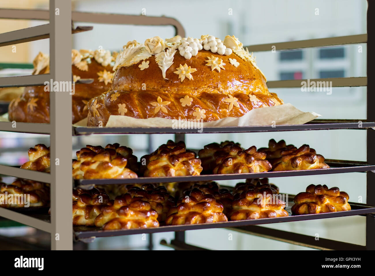 Decorated loaf and buns Stock Photo - Alamy