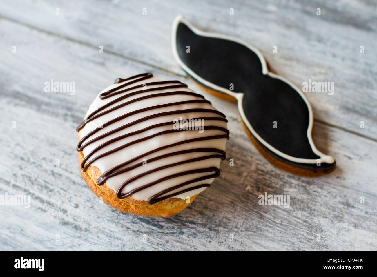 Glazed cookie shaped as moustache Stock Photo - Alamy
