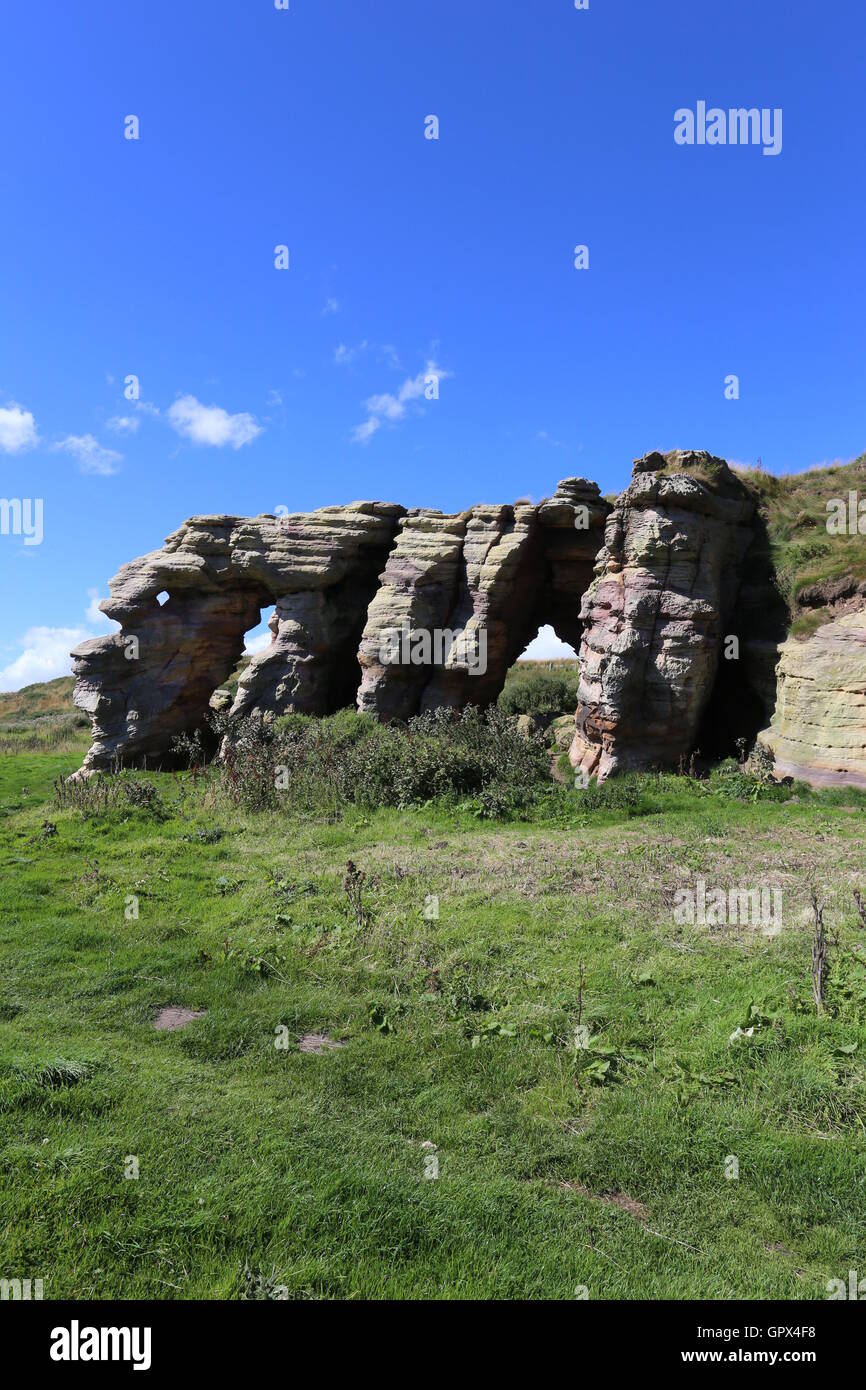 Caiplie Caves sandstone rock formation Fife Scotland August 2016 Stock ...