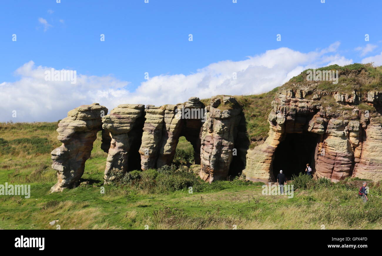 Caiplie Caves sandstone rock formation Fife Scotland August 2016 Stock ...